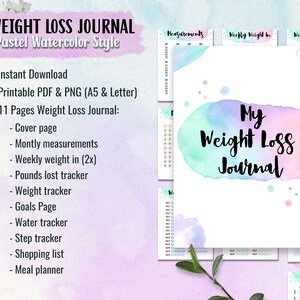 Pastel Weight Loss Journal, Printable Weightloss Tracker, Colorful ...