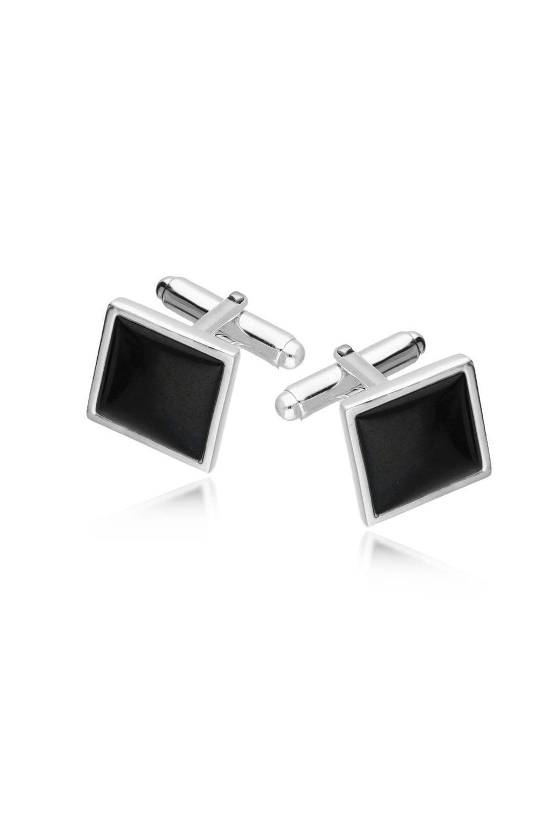 Sterling Silver Whitby Jet Large Square Cufflinks - Etsy