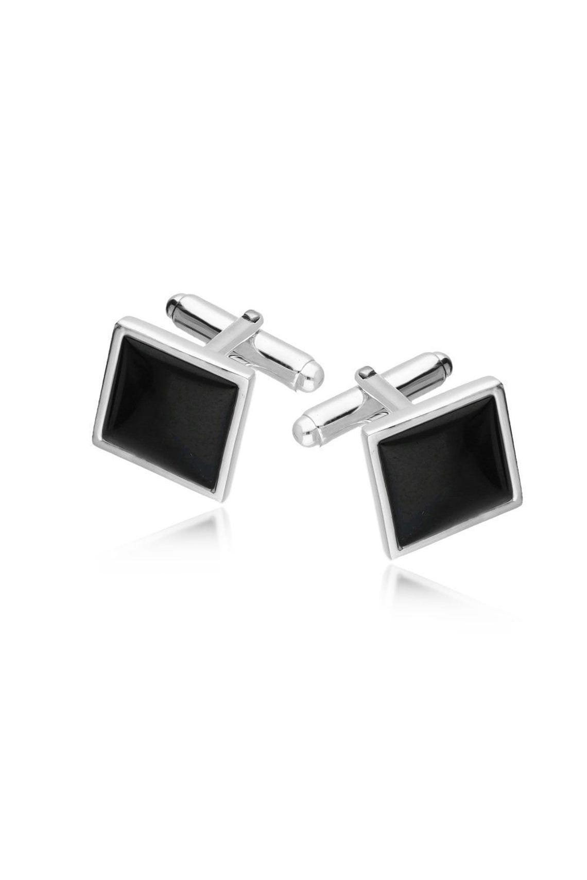 Sterling Silver Whitby Jet Large Square Cufflinks - Etsy