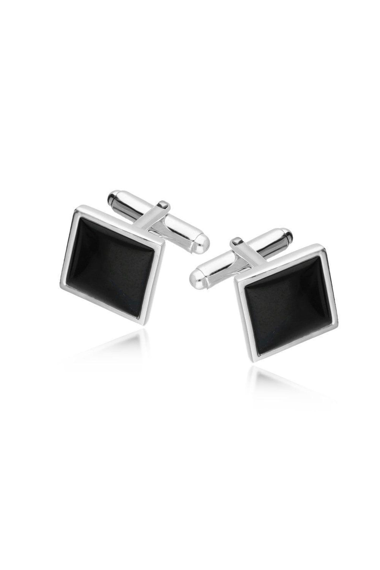 Sterling Silver Whitby Jet Large Square Cufflinks - Etsy