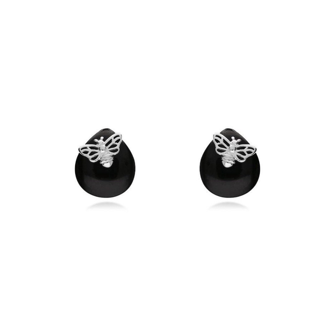 Sterling Silver Whitby Jet Bee Stud Earrings - Etsy