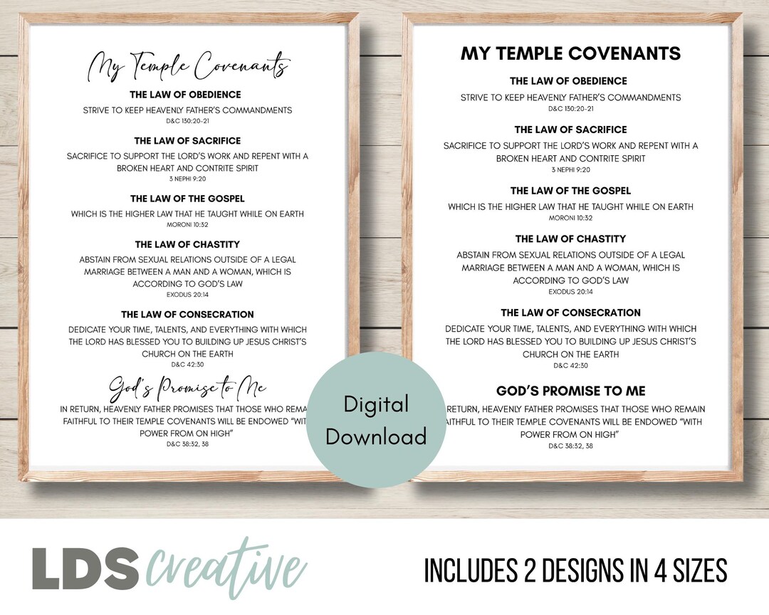 LDS Temple Covenants Art Print: Scripture Wall Decor (digital Download ...