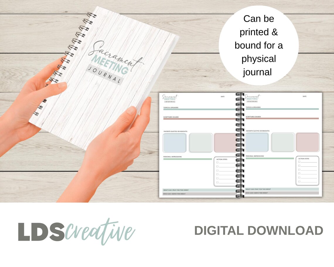 LDS Sacrament Meeting Journal: Printable Church Notes (digital Download ...