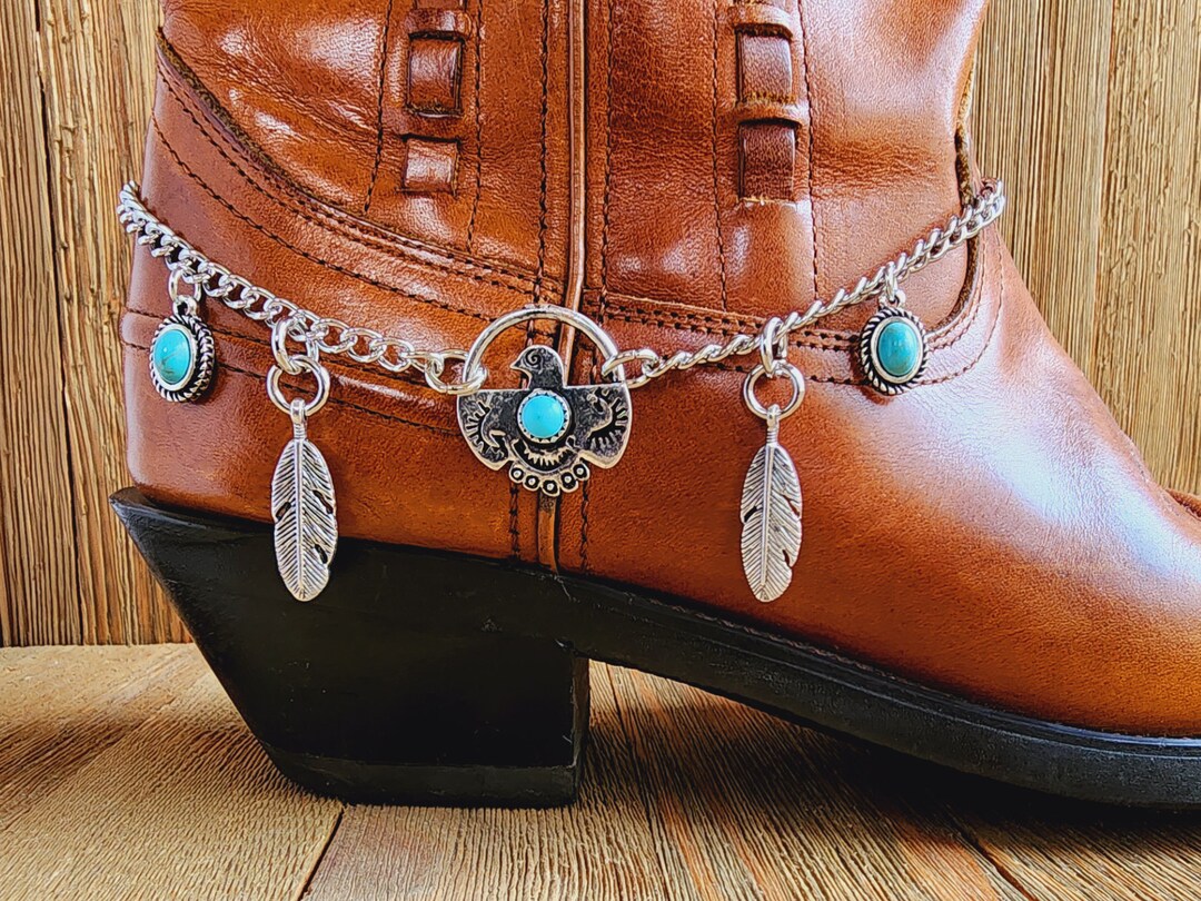Silver & Turquoise Tribal Thunderbird and Feather Southwestern Cowboy ...