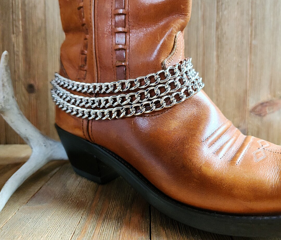 Biker Boot Chain, Silver Triple Chain Boot Bracelet, 3 Strand Boot ...
