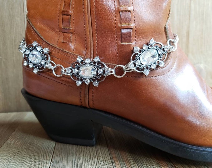 Clear Rhinestone and Silver Sparkling Boot Bling, Sparkling Rhinestone ...