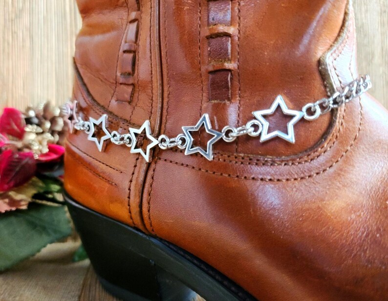 Silver Star Cowboy Boot Bracelet: Stainless Steel Chain Jewelry - Etsy