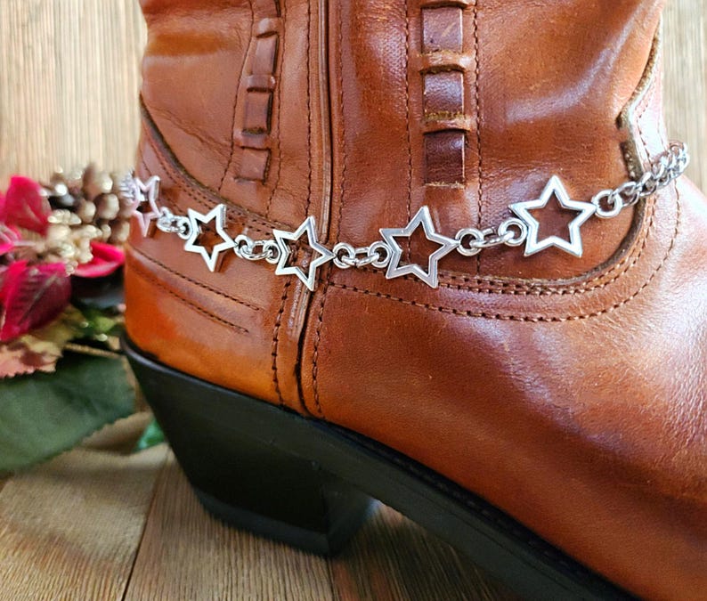 Silver Star Cowboy Boot Bracelet: Stainless Steel Chain Jewelry - Etsy