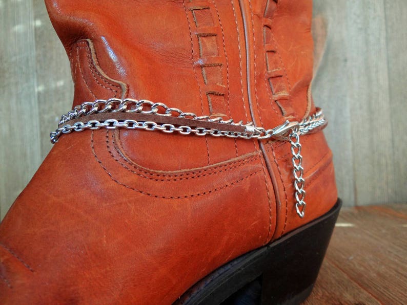 Beaded chain and leather boot jewelry Silver concho multi | Etsy