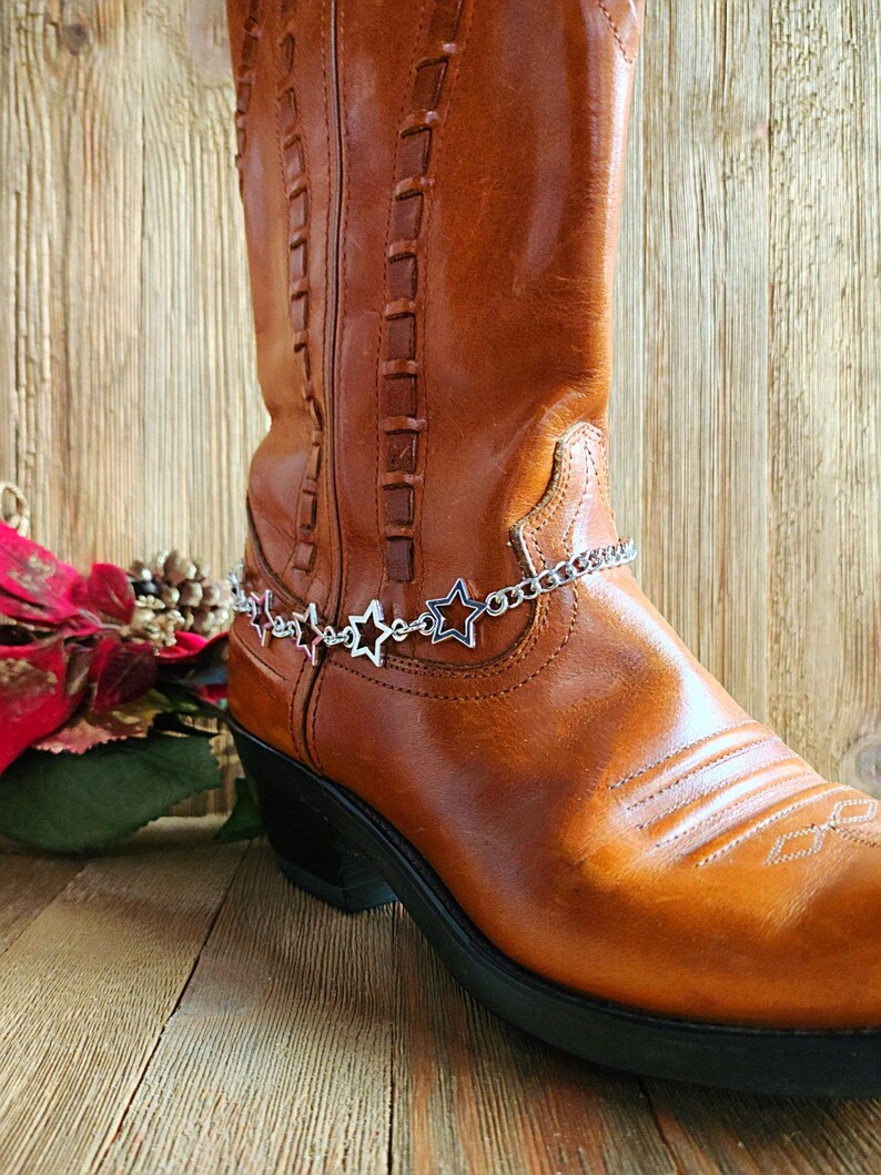Silver Star Cowboy Boot Bracelet: Stainless Steel Chain Jewelry - Etsy