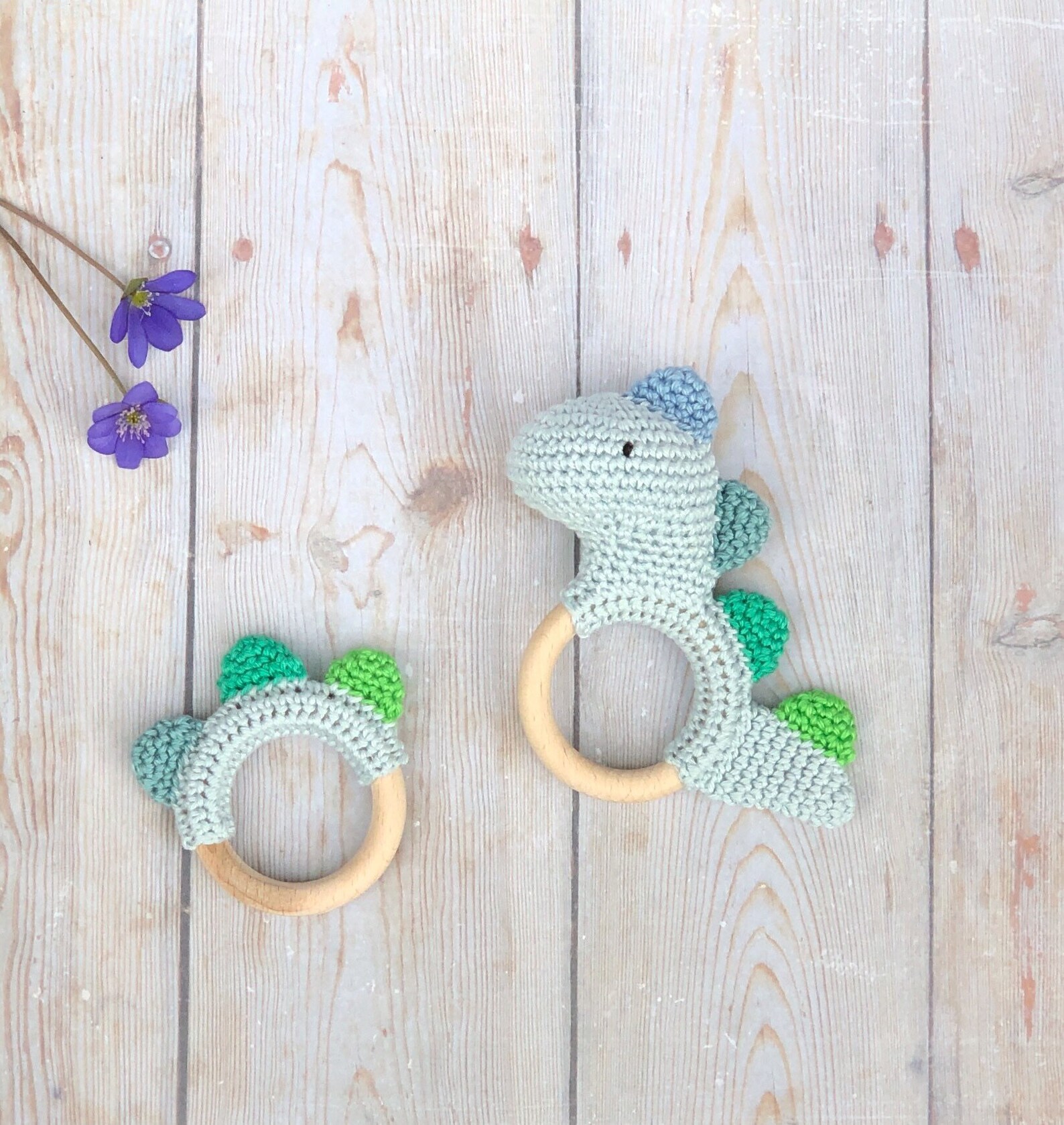Baby Boy New Baby Gift Set Teething Ring Dinosaur Rattle - Etsy
