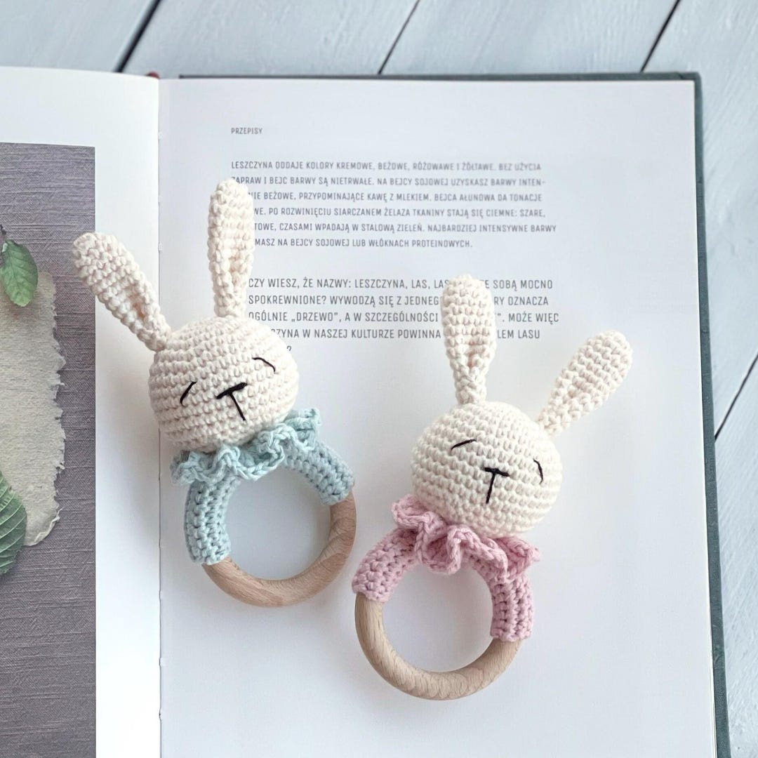 Bunny Rattle, Woodland Animals Toy, Rabbit Baby Toy, New Parents Gift ...