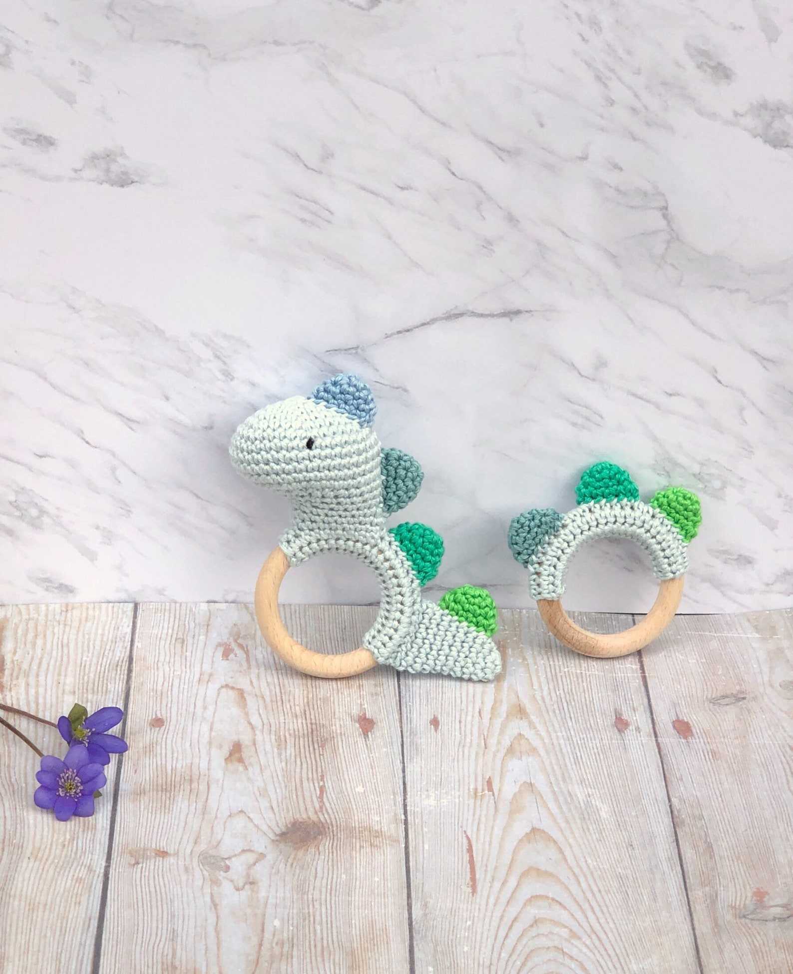 Baby Boy New Baby Gift Set Teething Ring Dinosaur Rattle - Etsy