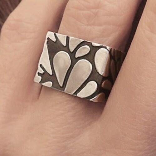 Unique Sterling Silver Ring statement Contemporary Oxidized - Etsy