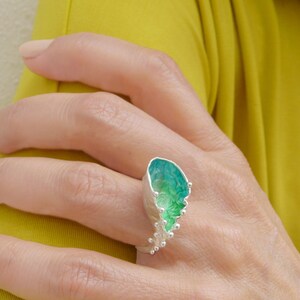 Silver & Enamel Ring Sterling Silver Jewelry | Etsy