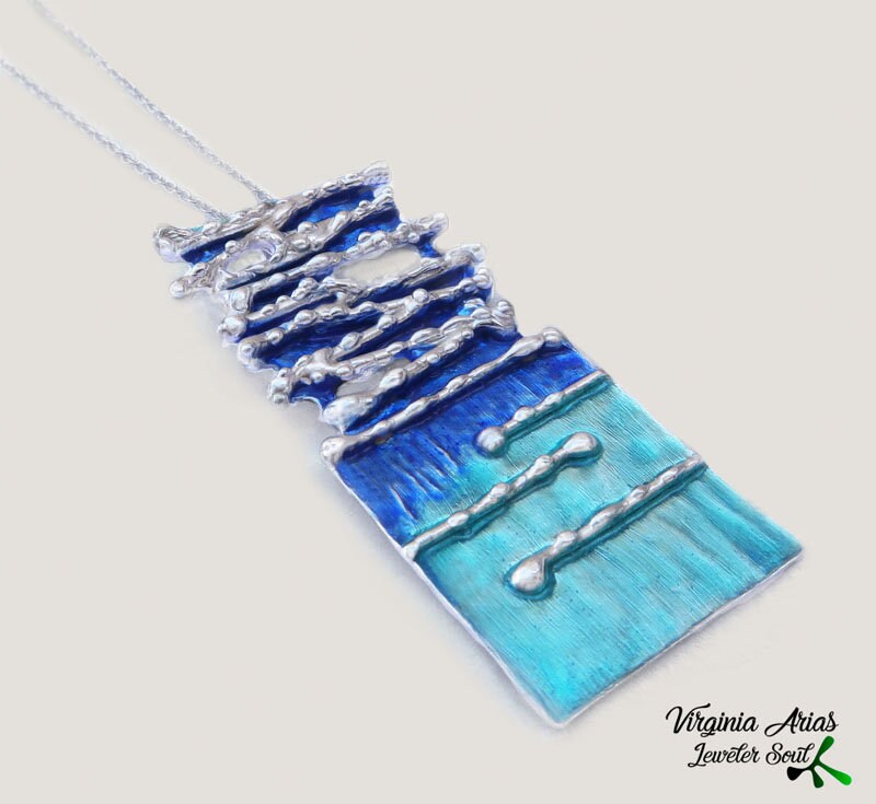 Ocean Blue Necklace Pendant Contemporary Jewelry in Blue - Etsy UK