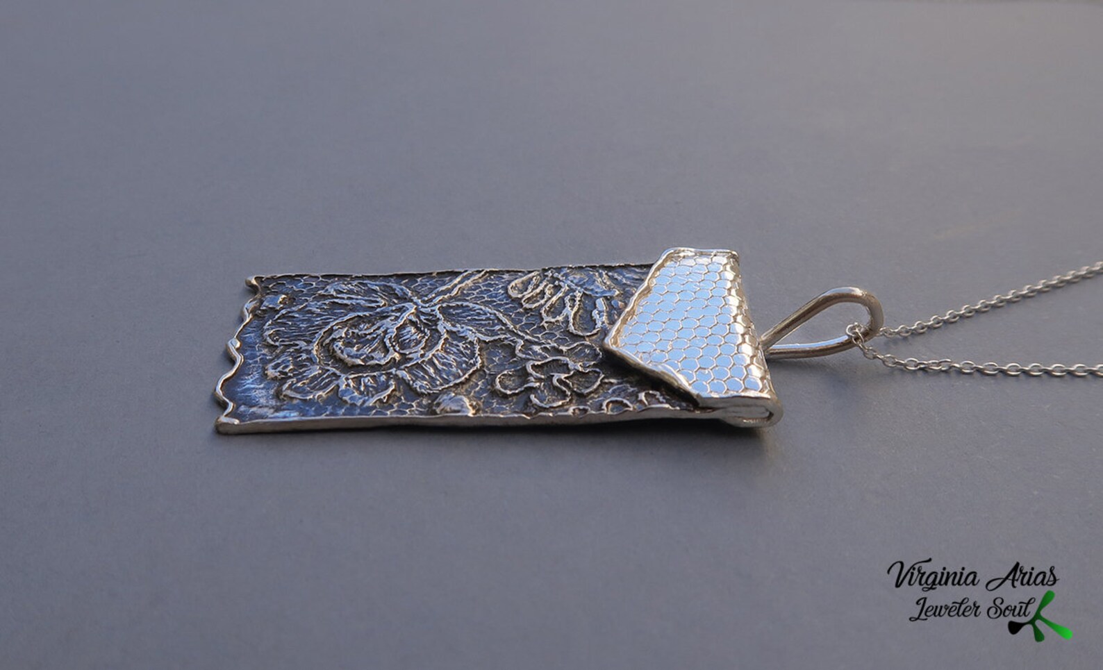 Silver Lace Pendant Necklace Handmade Lace Jewelry Oxidized - Etsy