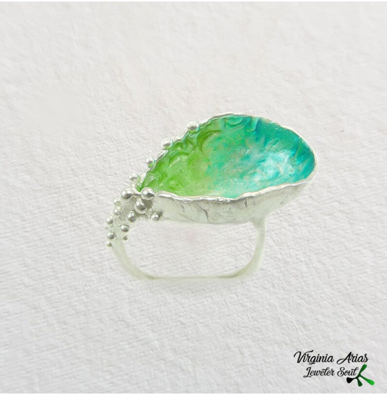 Silver & Enamel Ring Sterling Silver Jewelry | Etsy