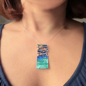 Ocean Blue Necklace Pendant Contemporary Jewelry in Blue - Etsy