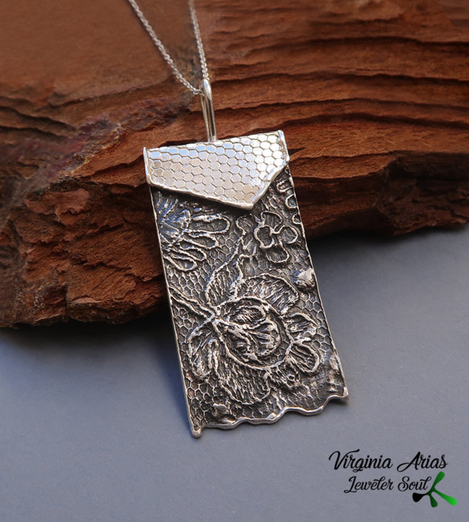 Silver Lace Pendant Necklace Handmade Lace Jewelry Oxidized - Etsy