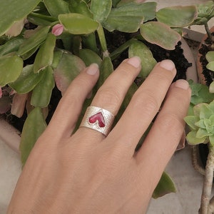 Silver Heart Ring Heart rings for women Statement signet | Etsy