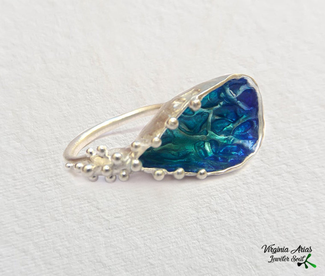 Silver & Enamel Ring Sterling Silver Jewelry | Etsy