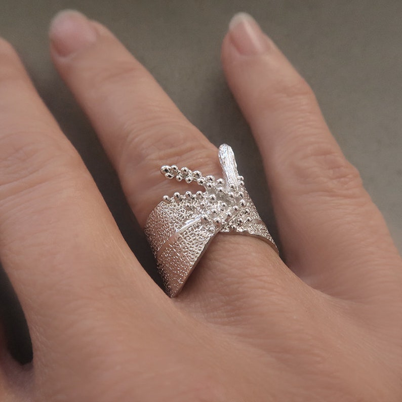 Organic Silver Ring Nature Jewelry for Her Statement Ring | Etsy