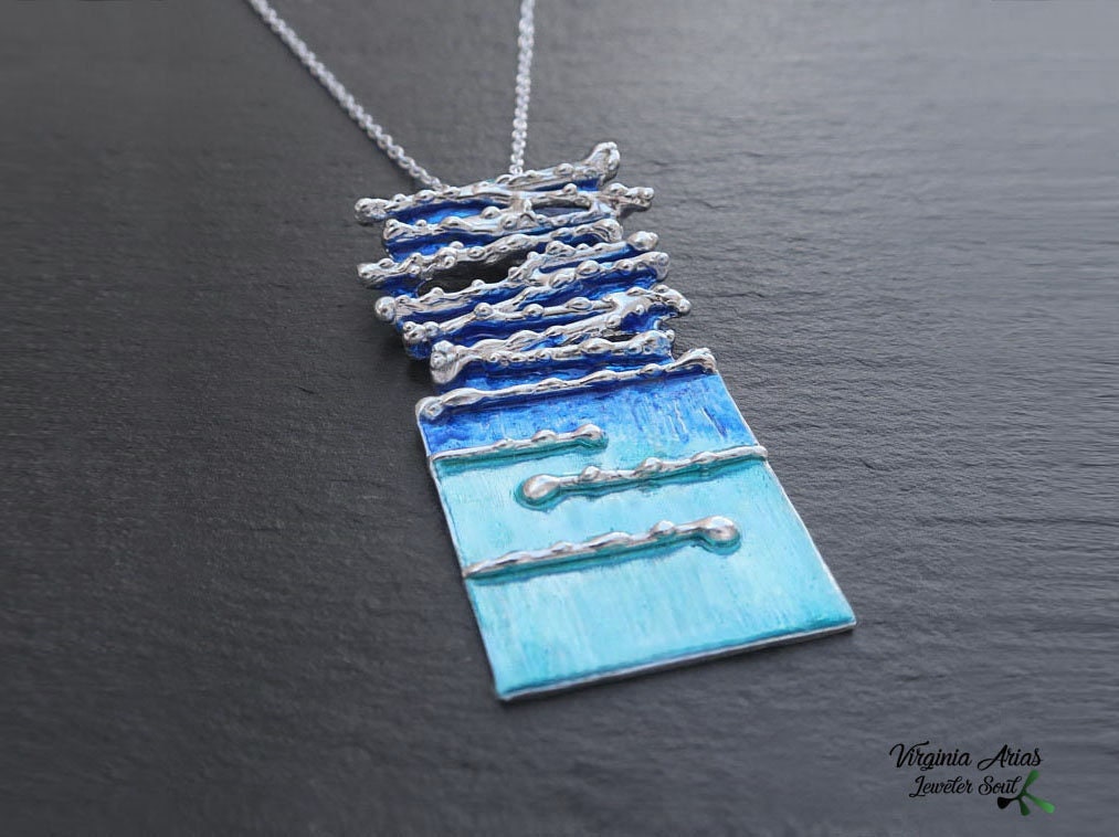 Ocean Blue Necklace Pendant Contemporary Jewelry in Blue - Etsy UK
