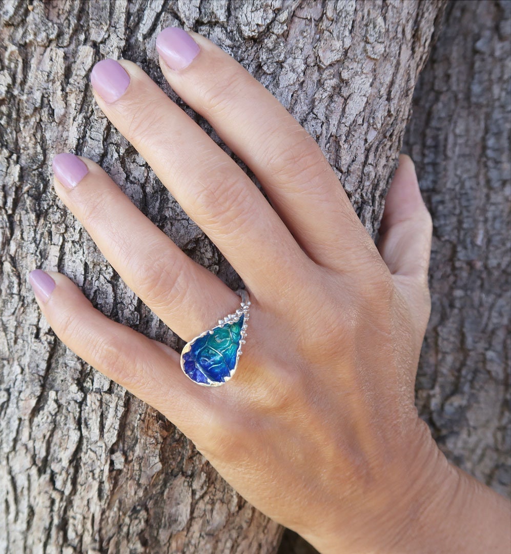 Silver & Enamel Ring Sterling Silver Jewelry | Etsy