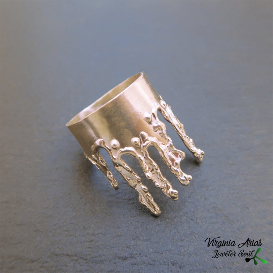 Silver Drip Ring Modern Ring, Sterling Silver Jewelry, Drop Ring, Women ...