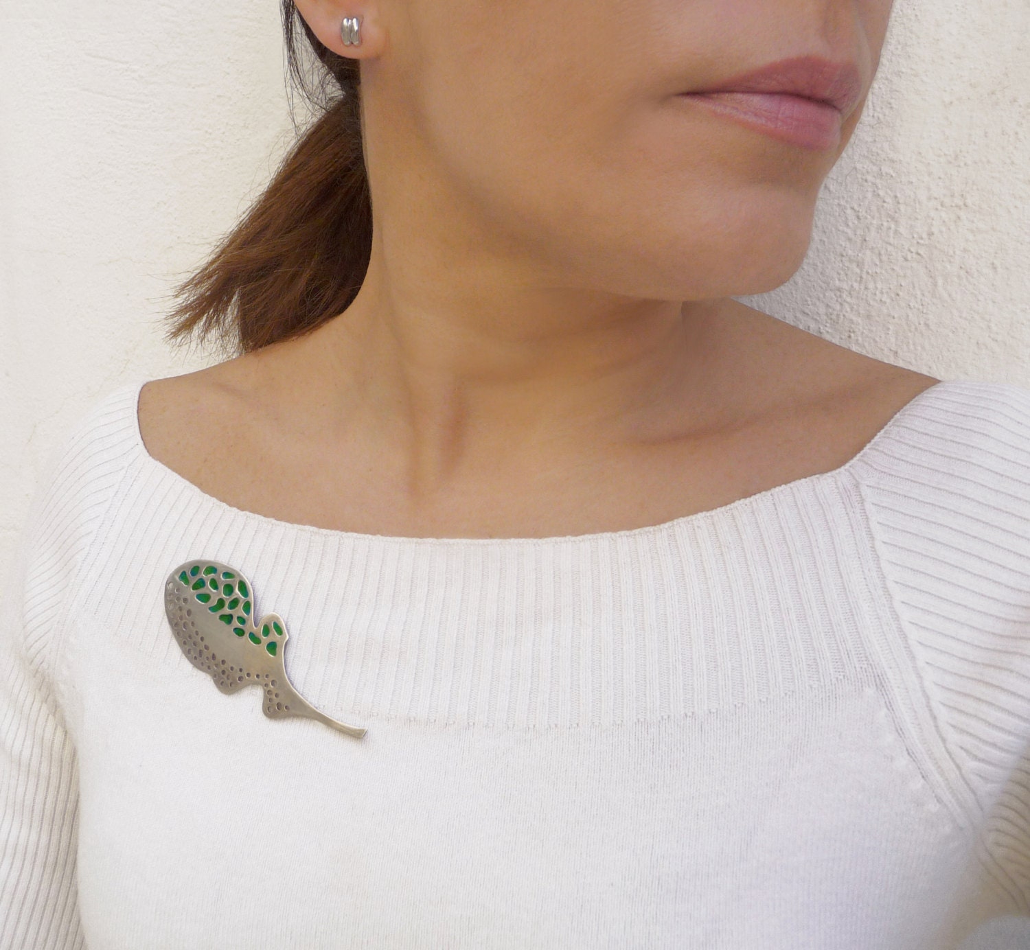Leaf Brooch Sterling Silver Organic Brooch Contemporary - Etsy
