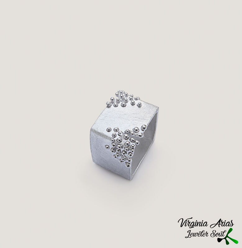 Silver Square Ring Contemporary Ring Sterling Silver With - Etsy