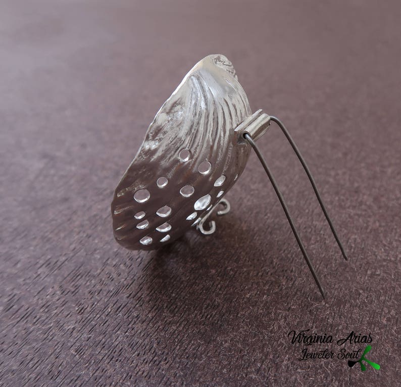 Shell Brooch Contemporary Silver Brooch - Etsy