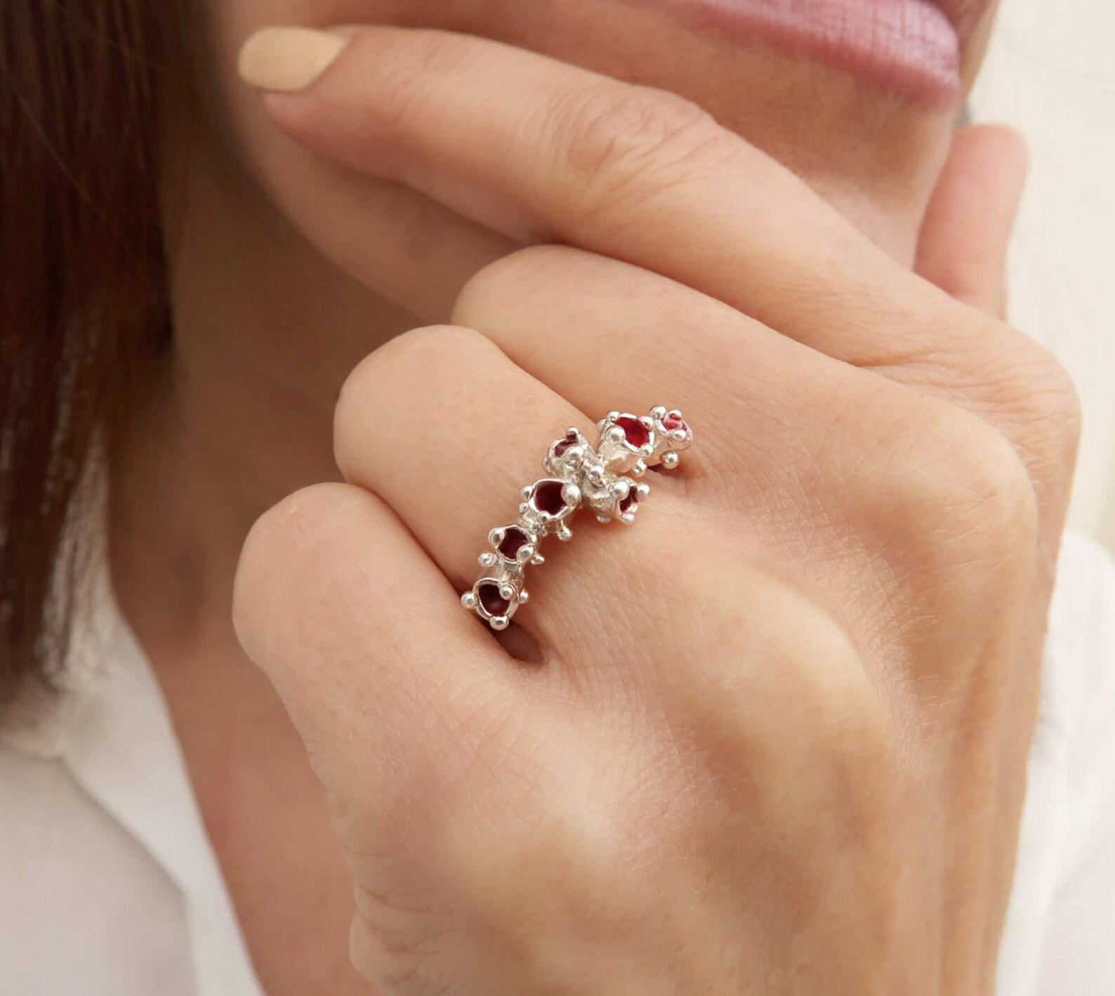 Red Coral Ring Sterling Silver Red Ring | Etsy