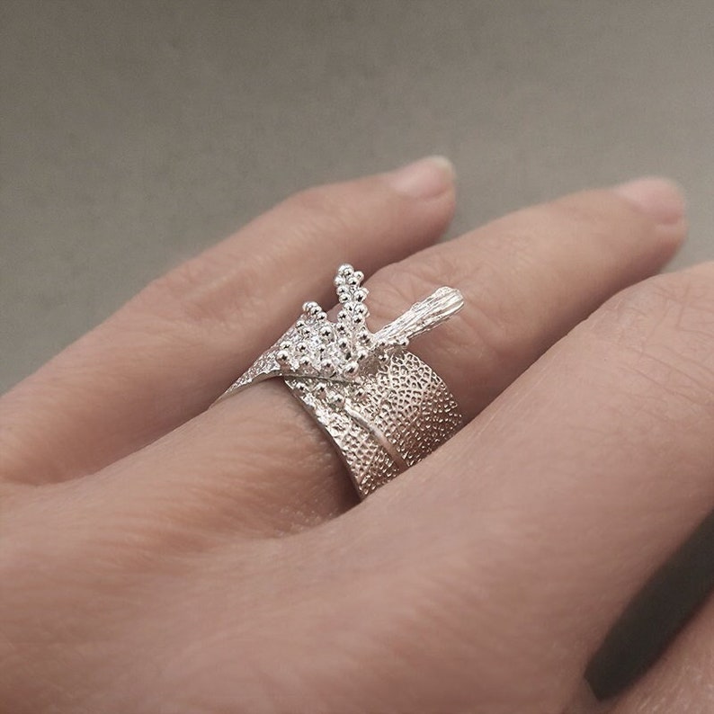 Organic Silver Ring With Granulation , Nature Jewelry for Her, Organic ...