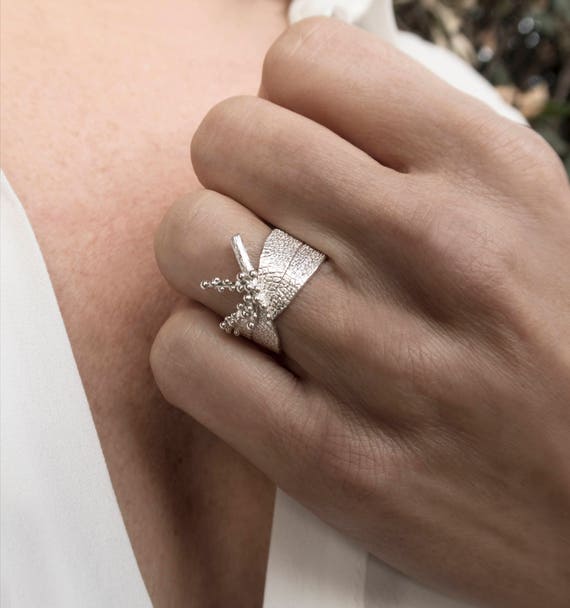 Organic Silver Ring Nature Jewelry for her | Etsy