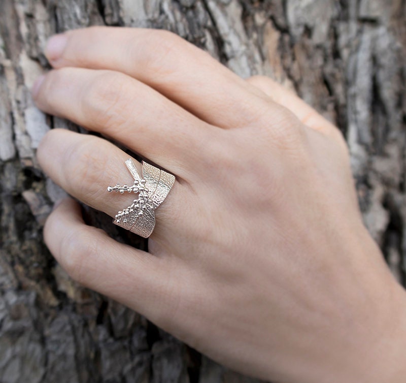 Organic Silver Ring Nature Jewelry for her Statement Ring | Etsy