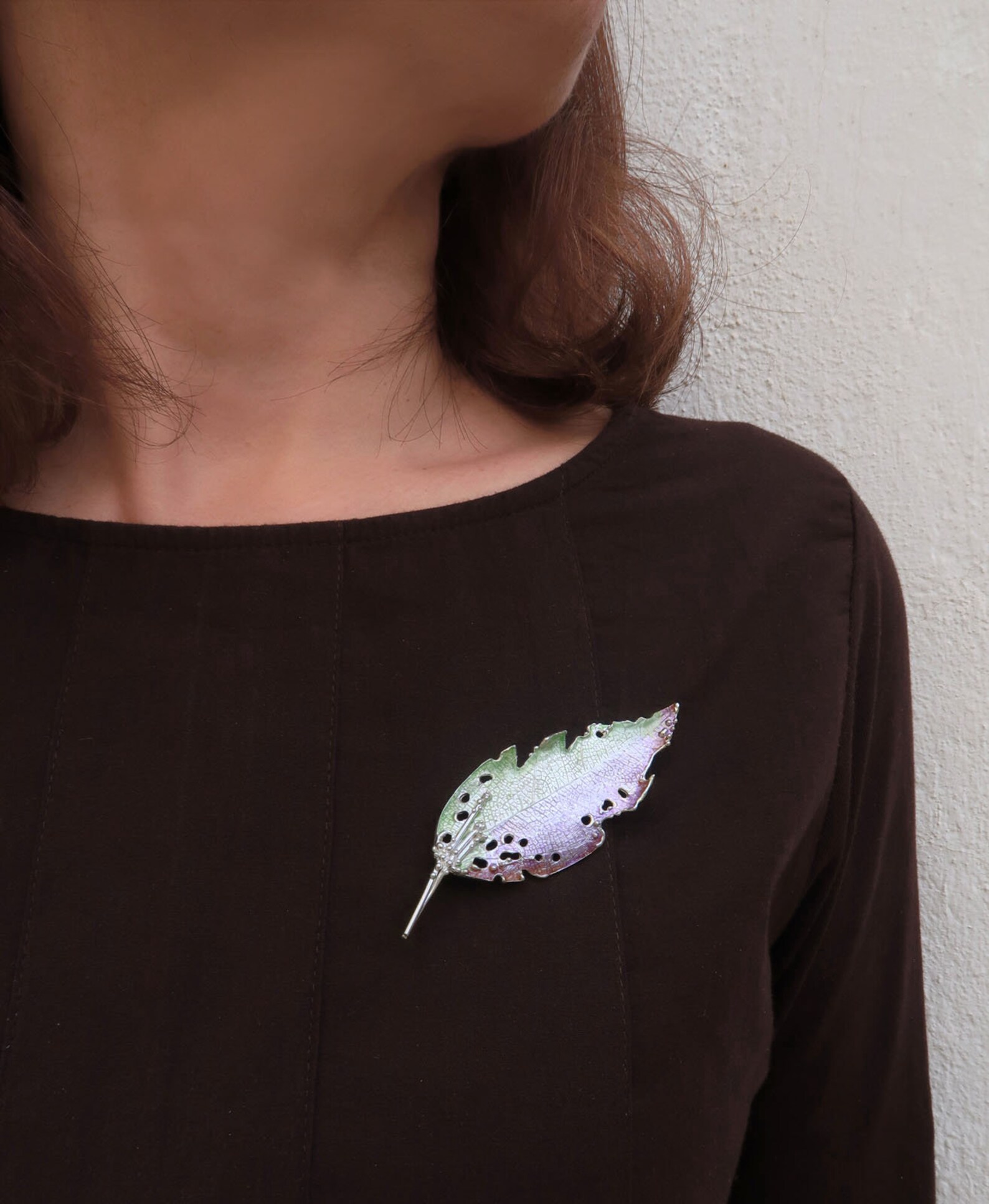 Wild Leaf Brooch Contemporary Design, Christmas Gift Brooch - Etsy
