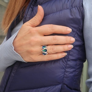 Blue Enamel Ring Sterling Silver - Etsy
