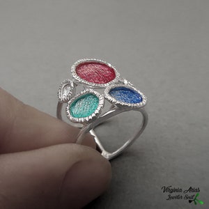 Silver Circles Ring Modern Colorful Ring, Geometric Ring Inspired by ...