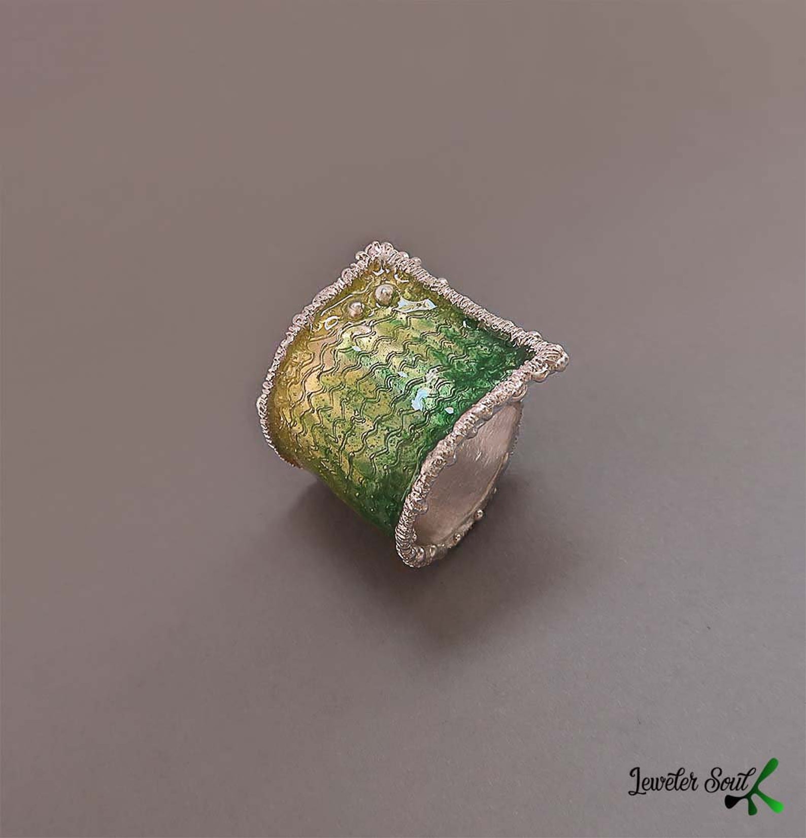 Silver Wave Ring Ocean Jewelry Handmade, Enamel and Sterling Silver ...