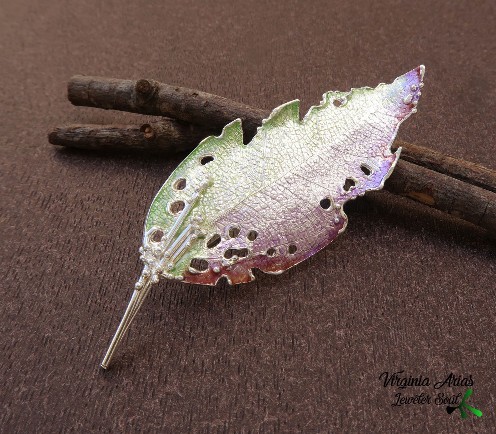 Wild Leaf Brooch Contemporary Design, Christmas Gift Brooch - Etsy
