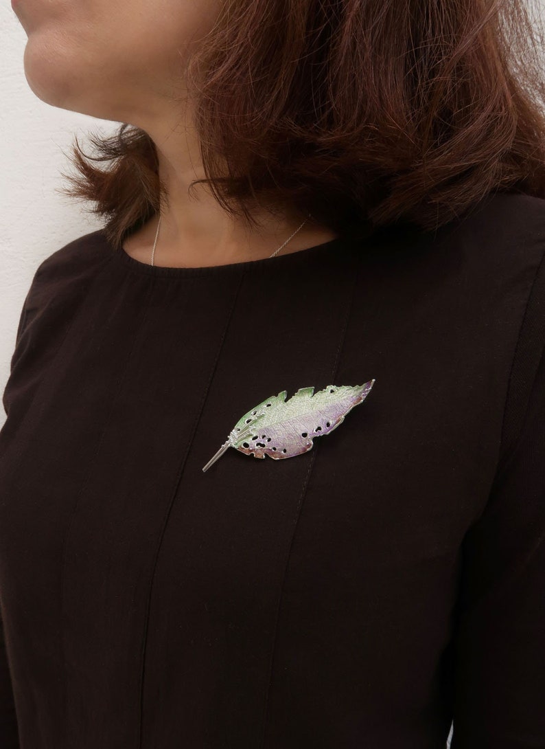 Wild Leaf Brooch Contemporary Design, Christmas Gift Brooch - Etsy