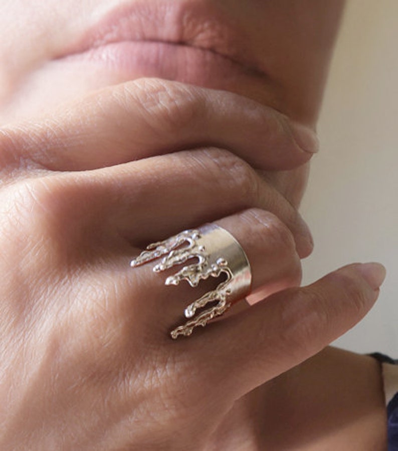 Silver Drip Ring Modern Ring Sterling Silver Jewelry Drop - Etsy