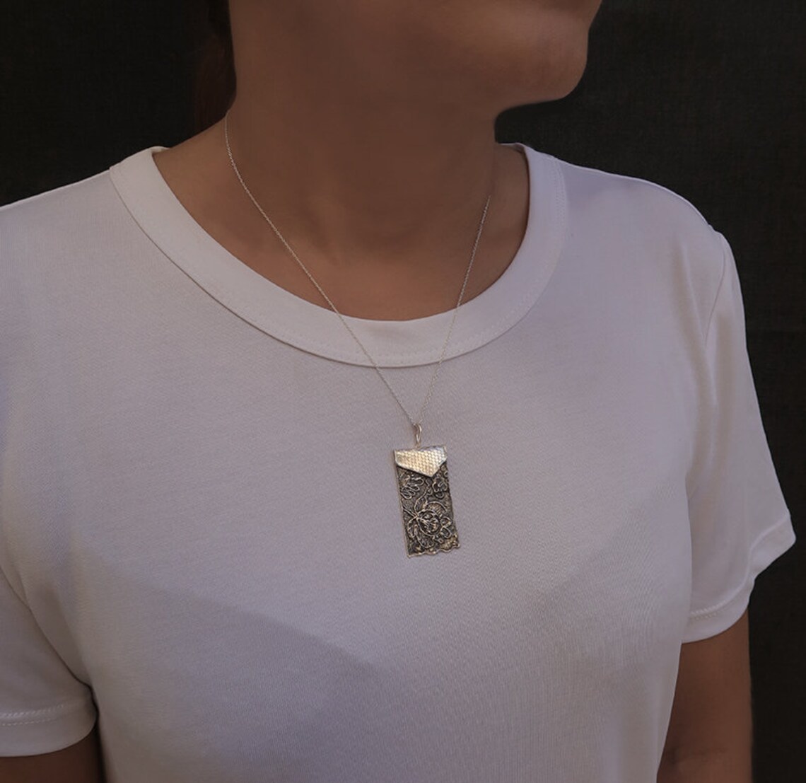 Silver Lace Pendant Necklace Handmade lace Jewelry Oxidized | Etsy