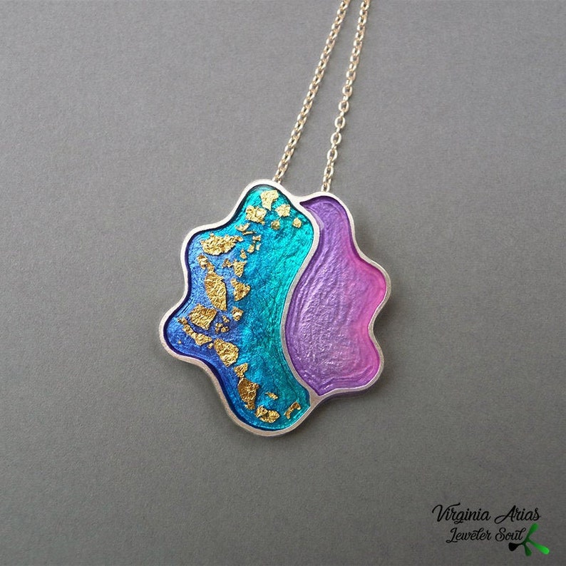 Gold Colorful Pendant Silver & Enamel Jewelry for Women Gift | Etsy