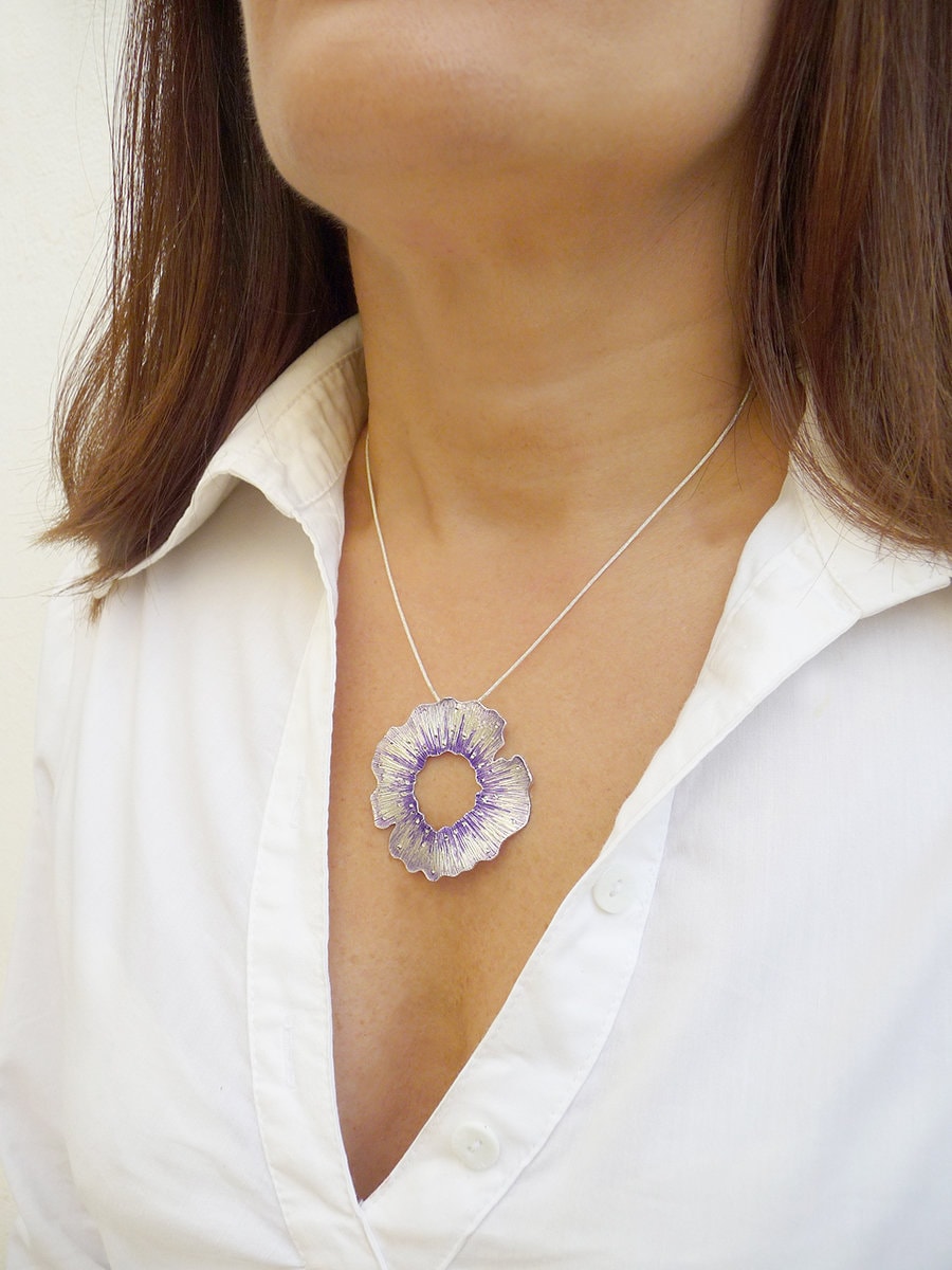 Silver Galaxy Pendant Modern Necklace Enamel Pendant | Etsy