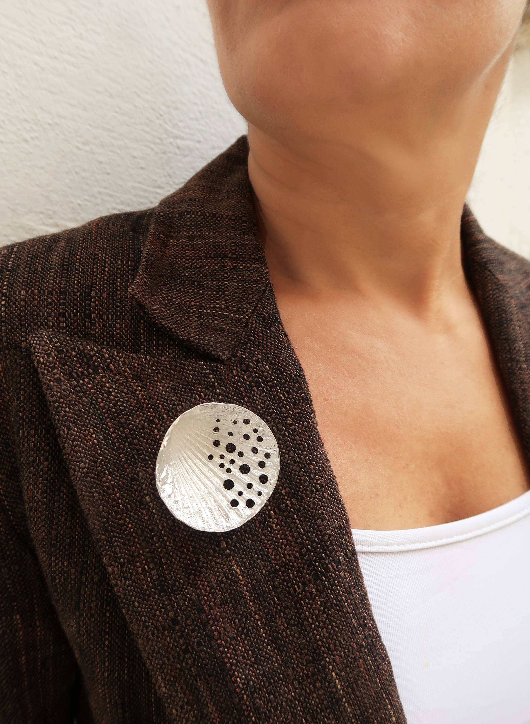 Shell Brooch Contemporary Silver Brooch - Etsy