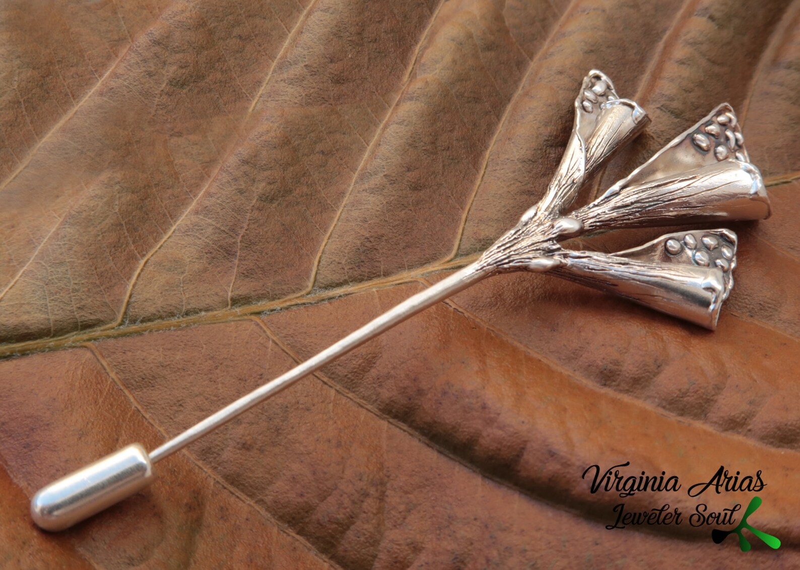 Lily Pin Brooch Sterling Silver Brooch Nature Oxidized Silver - Etsy