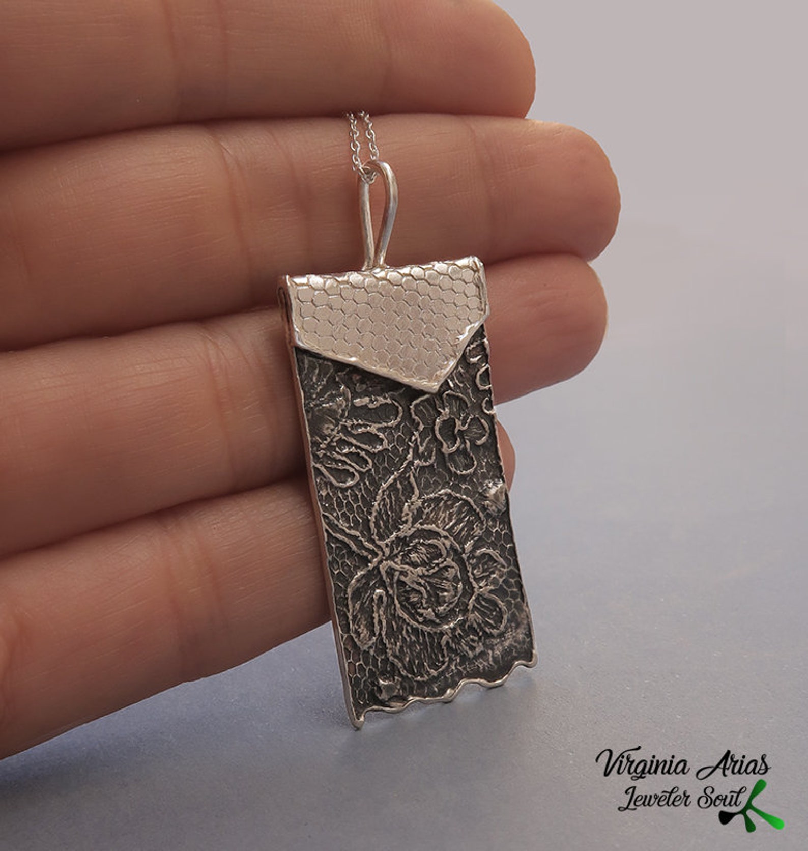 Silver Lace Pendant Necklace Handmade Lace Jewelry Oxidized - Etsy